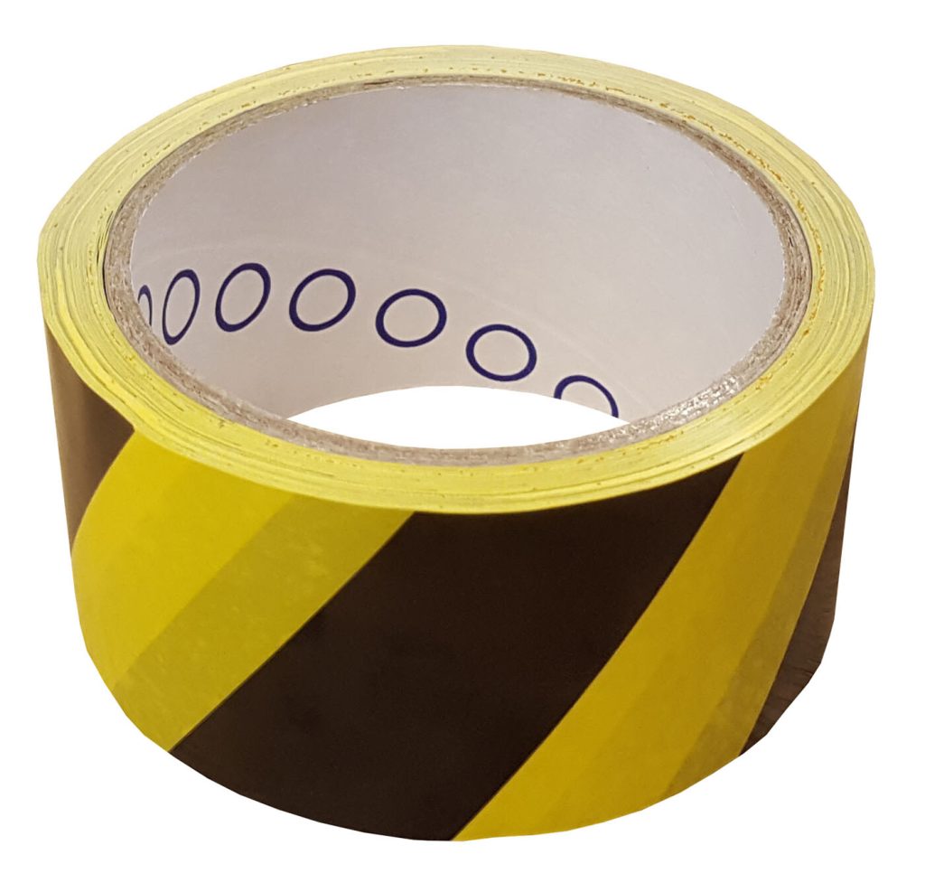 50mm x 33m Black and Yellow PVC Floor Lane Marking Hazard Warning Tape | Packaging Shack